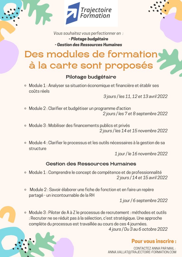 TRAJECTOIRE FORMATION : se former aux métiers de l'animation.